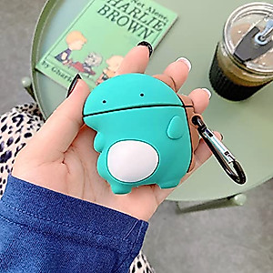 TYOROY Cute Dinosaur Case for Airpod Case/Airpod 2 Case,3D Cute Cartoon Soft Case,Kids Teens Boys Girls Women Lovely Dinosaur with Keychain for Airpod 1&2 Case (Dinosaur)