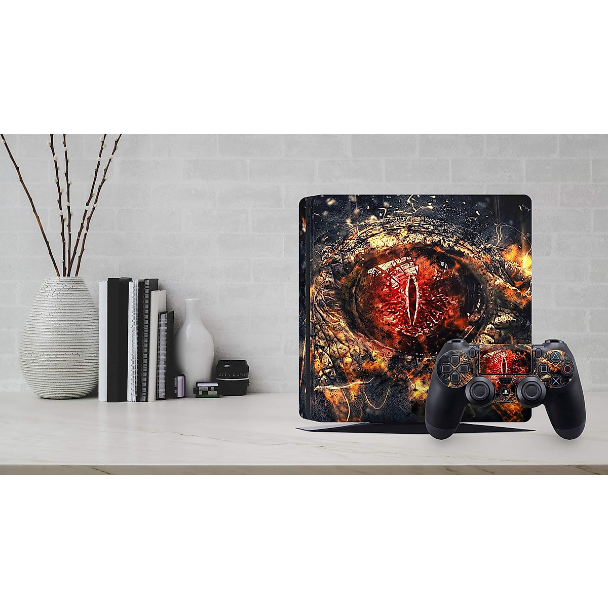 ZoomHit Ps4 Slim Playstation 4 Slim Console Skin Decal Sticker Monster Eye + 2 Controller Skins Set, Made in USA