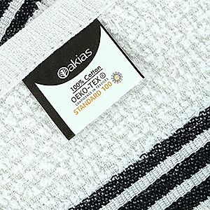 Oakias Kitchen Towels Black (12 Pack, 16 x 26 Inches) – Cotton Kitchen Hand Towels – Highly Absorbent & Quick Drying Dish Towels – Pop Corn Style…