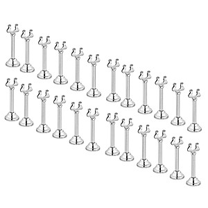 Alpine Industries 3" Harp Style Place Card Holder - Table Card Holder - Tabletop Menu Holder - Table Number Holder -Great for Restaurants, Weddings Banquets - Silver (24 Pack)