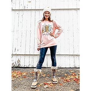 KIDDAD Christmas Sweatshirts for Women Merry Christmas Sweatshirt Funny Christmas Trees Graphic Holiday Party Pullover Tops Pink