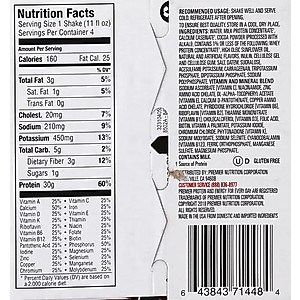Premier Protein Shake, Chocolate, 30g Protein, 1g Sugar, 24 Vitamins & Minerals, Nutrients to Support Immune Health, 4 Count, 44 Fl Oz
