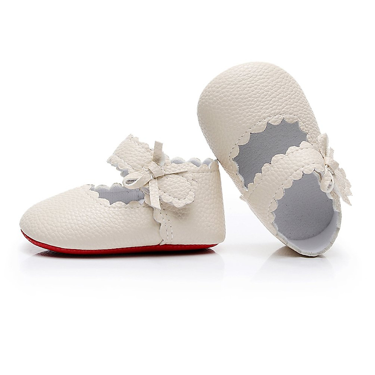 HONGTEYA Infant Baby Girls Ballet Dress Shoes Mary Jane Princess Soft Sole Frist Walkers Crib Moccasins ï¼ˆ6-12Months/US 5/4.72/See Size Chart,Beige