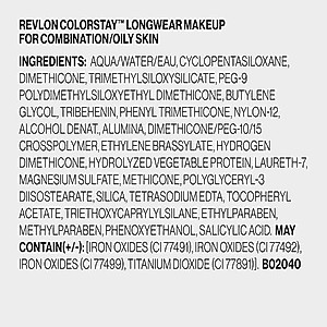 Revlon Liquid Foundation, ColorStay Face Makeup for Combination & Oily Skin, SPF 15, Longwear Medium-Full Coverage with Matte Finish, Sand Beige (180), 1.0 Oz