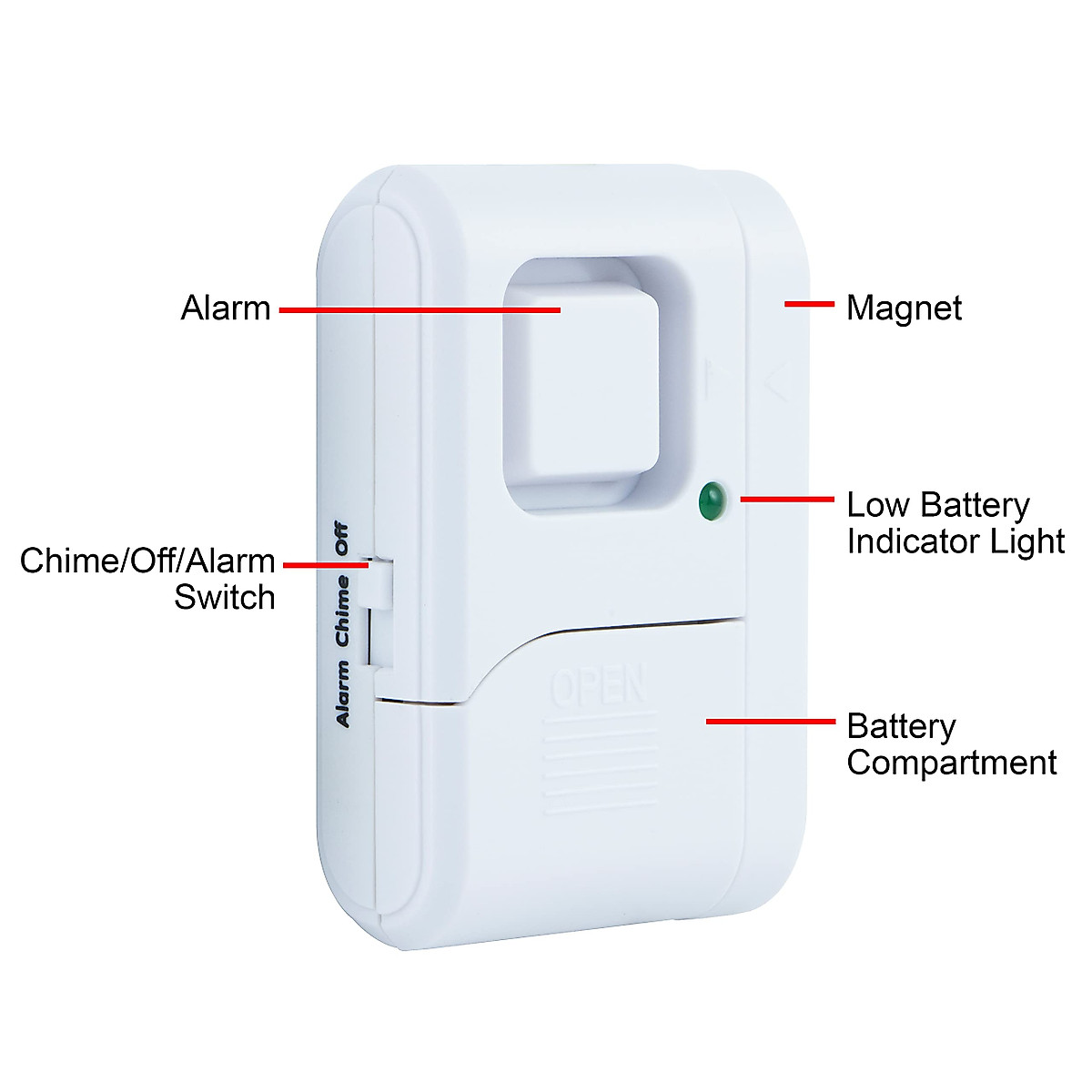 GE Personal Security Window and Door Alarm, 1 Pack, DIY Protection, Burglar Alert, Wireless Chime/Alarm, Easy Installation, Home Security, Ideal for Home, Garage, Apartment and More,White, 56789