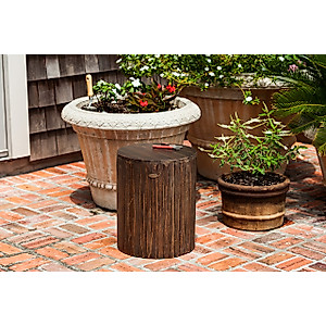 Patio Sense 62421 Michael Round Rustic Garden Stool Wood Outdoor Seating & End Table Portable Adaptable Outdoor Furniture - Seasoned Patina Finish