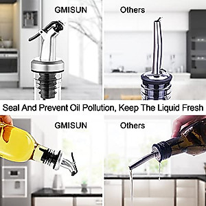 GMISUN 8oz Olive Oil Bottle Dispenser, 4 Pack Leakproof Oil And Vinegar Dispenser Set With Clear Glass Oil Bottle, Non-Drip Spouts, Black Caps, Funnel And Labels