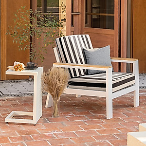 LebenLiebe Outdoor Seat Cushions Set for Patio Furniture Deep Seating Patio Cushion Set Weather-Resistant Thick Cushions 25.6" W x 25.6" D x 5”T,Black Stripes