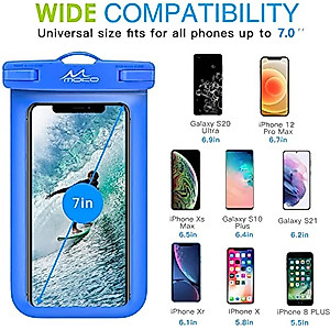 MoKo Waterproof Phone Pouch Holder [4 Pack], Underwater Phone Case Bag with Lanyard Compatible with iPhone 14 13 12 11 Pro Max X/Xr/Xs Max/SE 3, Samsung S21/S10/S9