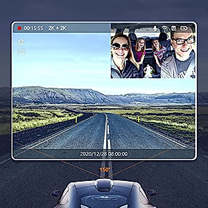 PRUVEEO 1440P + 1440P Dual Dash Cam Built-in GPS and WiFi Front and Inside, 4K 2160P for Cars Taxi, 24H Parking Monitor, Infrared Night Vision, G-Sensor, 2.0" LCD Loop Recording Car Camera