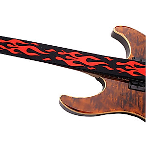 RAUYIVANY Guitar strap nylon and polyester material, adjustable length (35-58 inches), suitable for classical, electric guitar, acoustic guitar and bass (flame type)