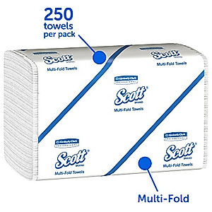 Scott Multifold Paper Towels for Small Business (08009), 9.2” x 9.4”, (4000 Towels per Case), White, 250 Count (Pack of 16)