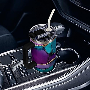 Abstract Vibrant Rainbow Ombre Insulated Tumblers with Handle Stainless Steel Coffee Mug Funny Travel Cup with Lid Straw 40oz