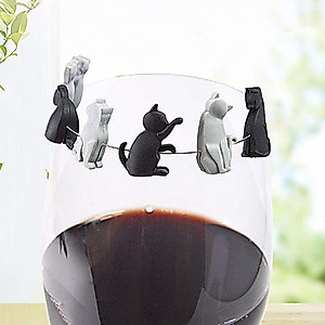 Libcflcc Heat-Resistant Silicone Tea Bag Clips Set of 6 Cartoon Cat-Shaped Reusable Holders for Bags Drink Markers Food 6pcs