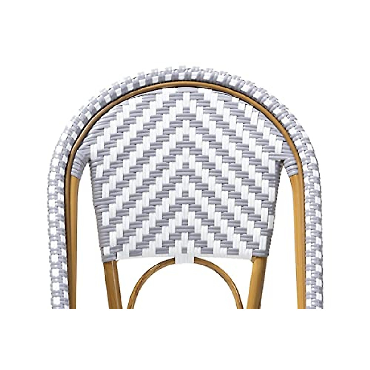 Baxton Studio Celie Classic French Indoor and Outdoor Grey and White Bamboo Style Stackable Bistro Dining Chair Set of 2