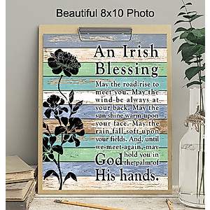 May The Road Rise To Meet You Irish Blessing Wall Decor - Irish Decor - Irish Quotes Wall Decor - Positive Inspirational Quotes Poster Sign Decorations - Sayings for Wall Decor - Uplifting Gifts