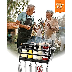 SHAPON Upgraded Griddle Caddy for 28" & 36" Blackstone Griddle Accessories Organizer for Clean & Organized Workspace Easy Install No Drill BBQ Griddle Accessories Storage Box Space Saving