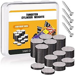 3.625 Ounces Cylindrical Tungsten Weights and 4 Pieces Polished Axles, 3/8 Inch Cylinders Weights Tungsten Buffer Weight Car Incremental Weights Speed Axles Kit for Your Car
