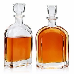 Salzesfalls Whiskey Decanter with Glass Stopper-Whiskey Glass Bottle with Airtight Geometric Stopper for Wine, Bourbon, Brandy, Liquor, Tequila, Liquor Decanter for Men.（2 Pack）