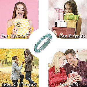 QVVWOPQ Green Aventurine Jade Stretch Bracelet 8mm Natural Healing Gemstone Crystal Energy Charm Bracelet for Womens (Green Aventurine)