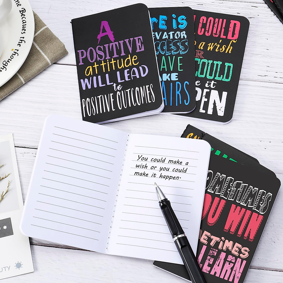 Inspirational gifts Notepads Mini Motivational Journal Notebook Bulk Small Pocket Notepads for School Office Home Travel Gift Supplies, 10 Styles(Bright Style,20 Pieces)