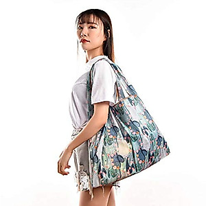 ALIMITOPIA Shopping Bags,Reusable Folding Waterproof Grocery Polyester Bags Totes Foldable Carrier Bags with Self Pouch(4pcs)