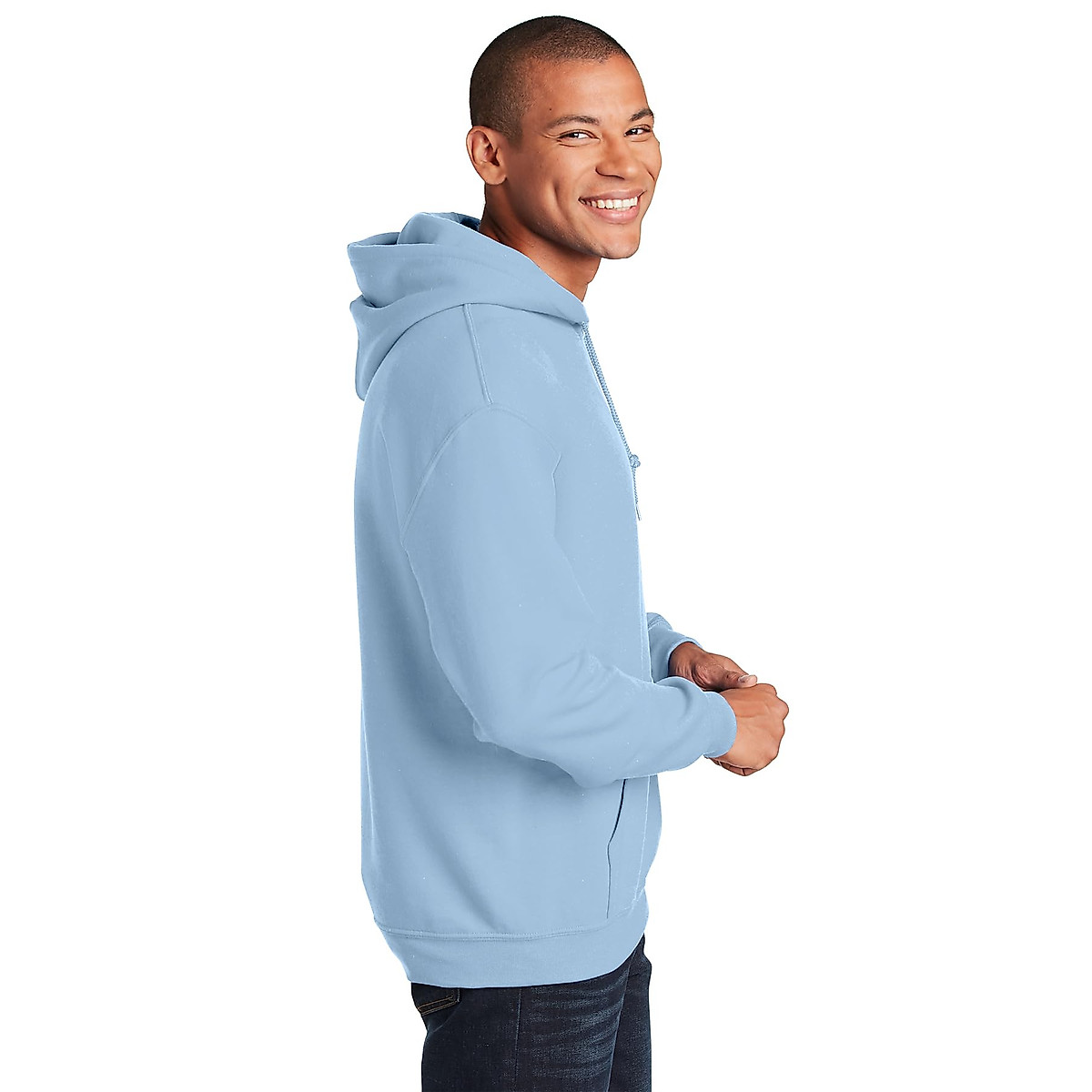 Hooded Pullover Sweat Shirt Heavy Blend 50/50 7.75 oz. by Gildan (Style# 18500) (Large, Light Blue)