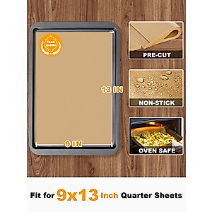 SMARTAKE 200 Pcs Parchment Paper Baking Sheets, 9x13 Inches Non-Stick Precut Baking Parchment, for Baking Grilling Air Fryer Steaming Bread Cup Cake Cookie and More (Unbleached)