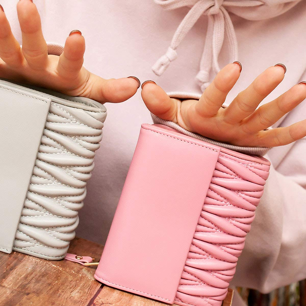 MALTA Superior True Sheep Leather Wallet for Women High Capacity Card Wallet Coin Purse, Grey, free