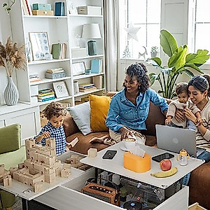 VEELOK Lift Top Coffee Table for Living Room with Hidden Storage Compartment on Rolling Wheels, 3-Way Slide Desktop Drawer Modern Coffee Tables, 43.3" Wood Coffee Table, 440lbs Max Weight, Gray Oak