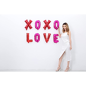 16 Inch XOXO LOVE Letters Pink Red Foil Balloons (XOXOLOVE)