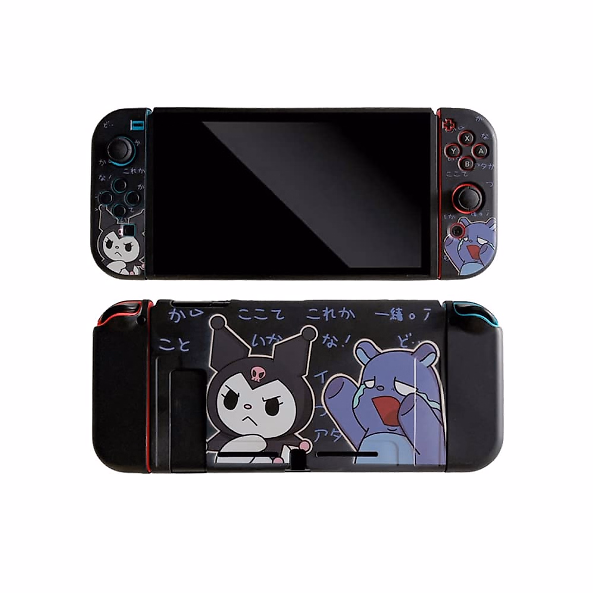 ENIFLY Cute Soft Shockproof Kuromi Dockable Cover Case Compatible with Nintendo Switch, Durable Scratch Resistant Shell for Joycon, Silicone Protective Skin Set