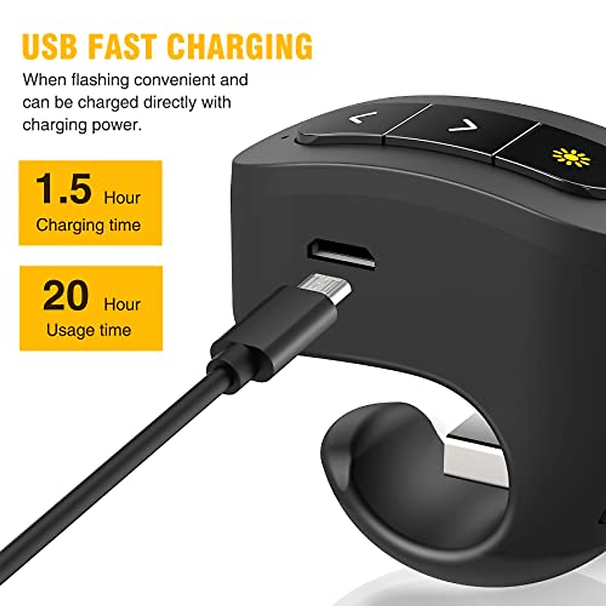 Presentation Clicker USB Rechargeable Powerpoint Clicker, Finger Ring RF 2.4GHz Wireless Presenter Remote Clicker for Powerpoint Presentations for Mac Laptop PC