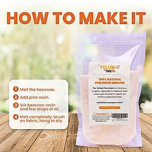 Pine Rosin 1 Lb - 100% Natural - Tree Resin for Beeswax Cloth Food Wraps - Natural Grade Pine Resin Hand Grip Enhancer - Baseball, Rodeo, Ballet, Tennis, Softball, Gym - (16 Onz)