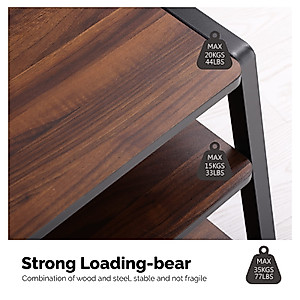 FITUEYES 3-Tier Floor TV Stand for 37-70 Inch TVs Entertainment Center Stand with Storage-Height Adjustable TV Console Stands with Walnut Board & Cable Management, VESA 600x400mm