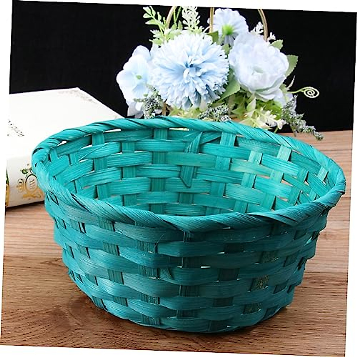 Ciieeo 1pc Egg Baskets Wicker Bread Serving Basket Picnic Basket Dollhouse Basket Toys Easter Storage Basket Candy Display Basket Bamboo Geometric Dish Snack Fruit Basket Child Manual