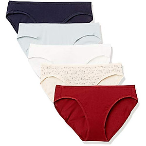 Amazon Essentials Women's Cotton Bikini Brief Underwear (Available in Plus Size), Pack of 10, Warm/Mixed Print, Large