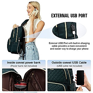 LOVEVOOK Laptop Backpack for Women, Quilted Laptop Bag Travel Backpack Purse With Anti-Theft Zipper, Stylish 15.6 Inch Work Computer Bags College School Bookbag with USB Charging Port