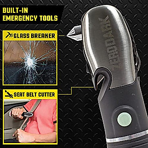 ZeroDark Pocket Knife Flashlight Multitool Emergency Car Kit with Car Window Breaker Seatbelt Cutter - 10-in-1 Car Escape Tool with Swiss Army Knife, Batteries Included