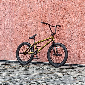cubsala 20 Inch BMX Bike Freestyle Bicycles for 6 7 8 9 10 11 12 13 14 Years Old Boys and Beginner Riders, Gold with Black Tires