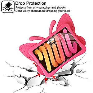 iPad Mini 6 Case - iPad Mini 6th Generation Case for Kids, 3D Cartoon Butterfly Non-Toxic EVA Light Weight Proof Shockproof Case with Kickstand for iPad Mini 6th Gen 8.3 inch 2021 Case for Boys (Rose)