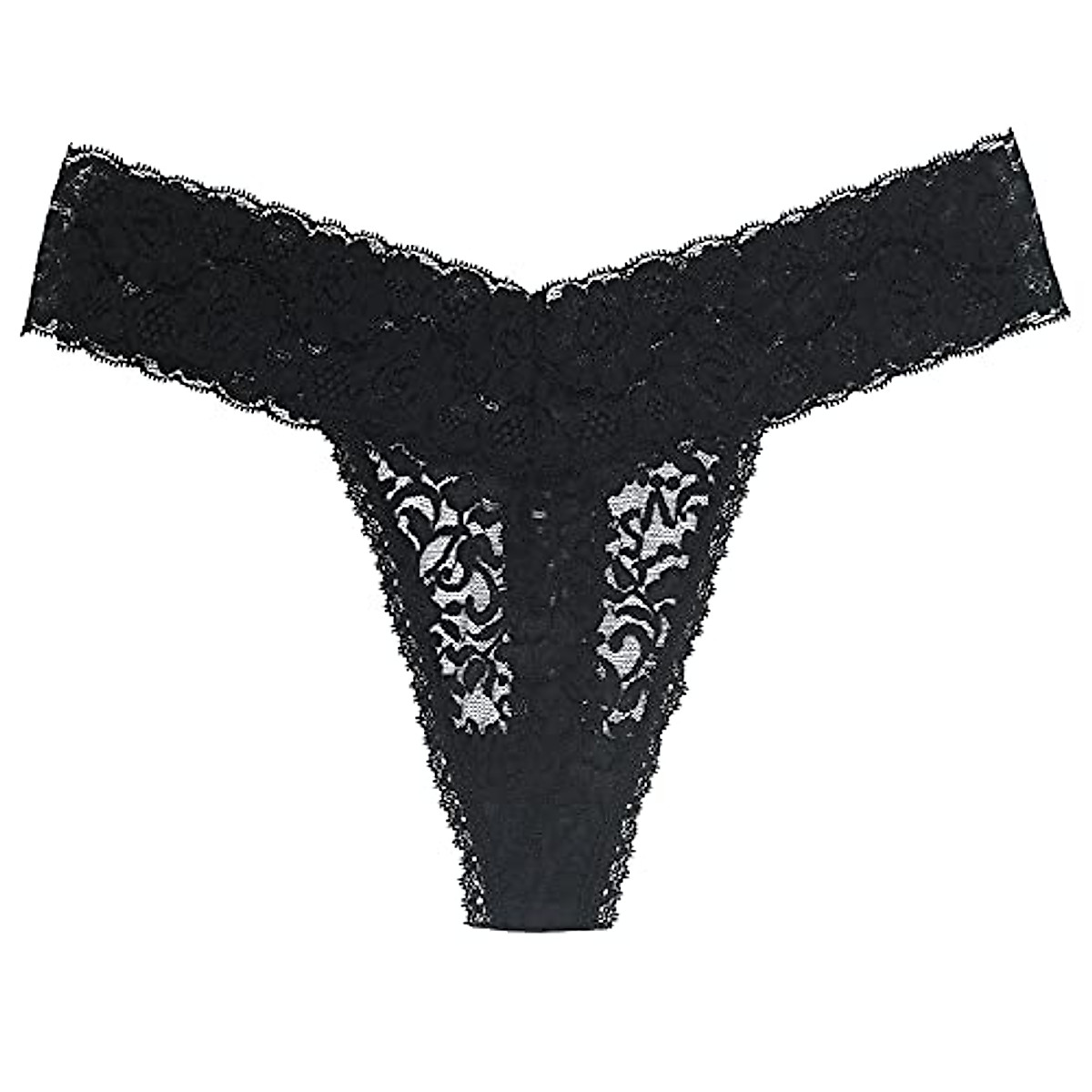 Womens Black Lace Thong Panties Sexy Soft Cmfy Lacy Thongs Underwear Plus Size Pack of 5