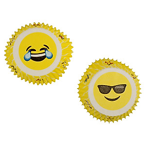 Emoticon Liners Party Cupcake Holders - Emoticon Birthday Party Favors, Emoticon Cupcake Liners, Emoticon Muffin Wrappers, Emoticon Bday Favors (40 Pc / 2 Emoticon Styles Per Pack)
