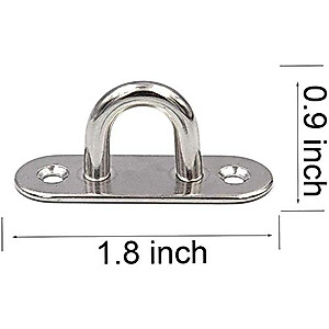 15 Pcs 1.8 Inch 304 Stainless Steel Ceiling Hooks Pad Eyes Plate Marine Hardware Hooks with Screws