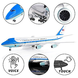 Lose Fun Park 1:130 Scale Large Model Airplane Air Force One Boeing 747 Plane Models Diecast Airplanes with LED Light for Collection or Gift