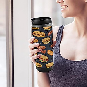 Hot Dogs Chicken Drumsticks Burgers Travel Coffee Mug Reusable Insulated Drinking Cup with Lid for Home Outdoor Works 13 Oz