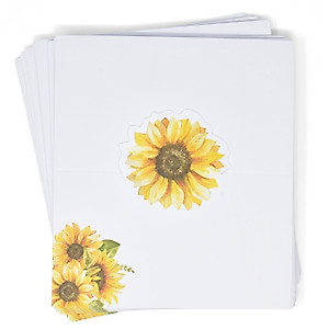 100 Pcs Fall Sunflower Place Cards Floral Yellow Sunflowers Name Card Wedding Table Setting Folded Tent Cards Baby Shower Party Dinner Placement
