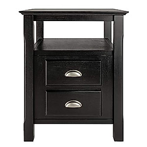 Winsome Solid Wood 2 Drawer Timber Night Stand Black Finish