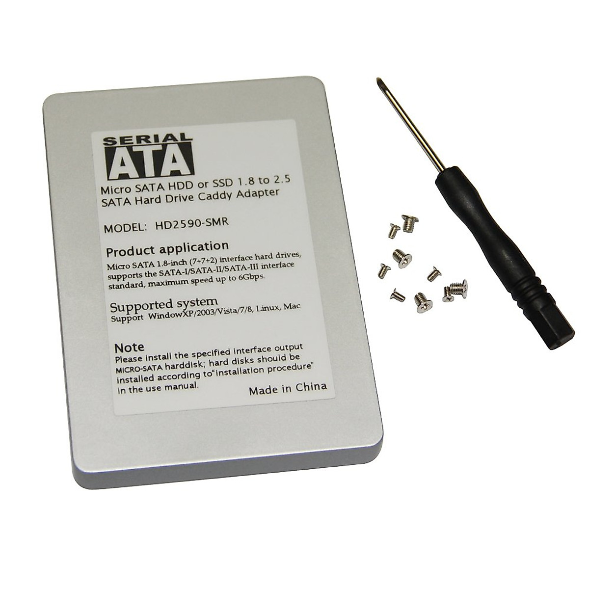 Micro SATA 1.8 Inch Drive to 2.5 Inch Drive Caddy