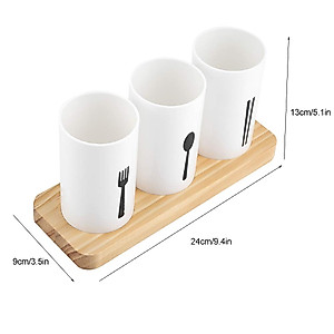 Oak Wooden Base Chopsticks Holder Cutlery Storage Box Drain Rack Knife Organizer Kitchen Tools with Bamboo Wood Base